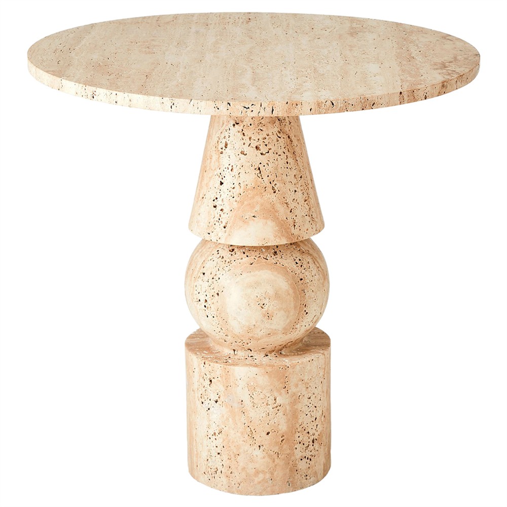Rockwell Modern Classic Travertine Round Pedestal Side Table Standard ...
