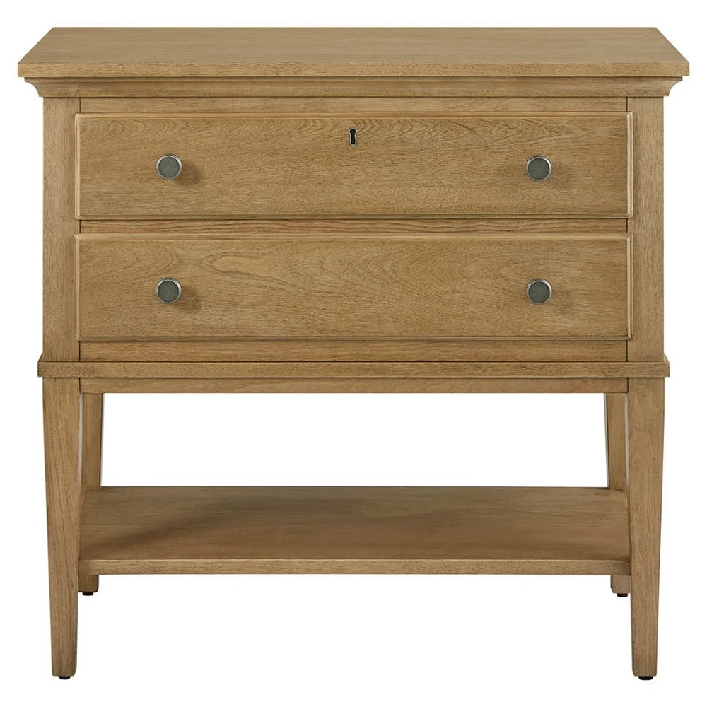 Adelaide Updated Traditional Brindle Birch Wood Wide Nightstand Wide ...