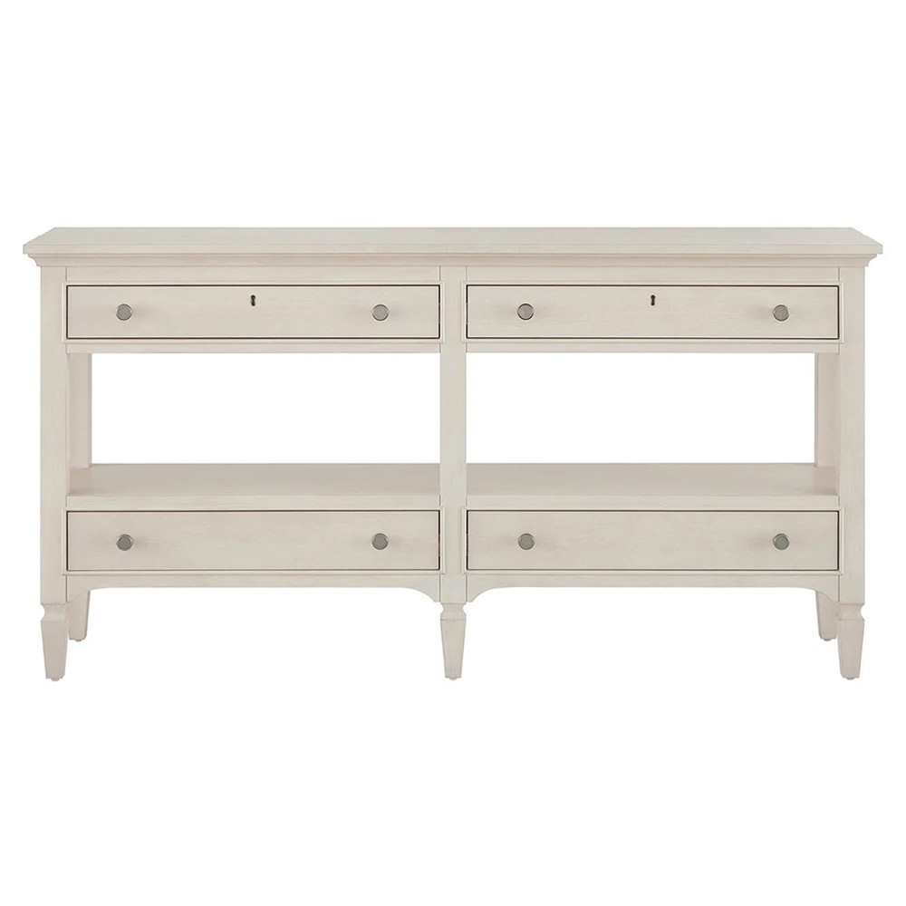 Lawrence Modern Classic Cream Wood Console Table Long (53 - 75" W ...
