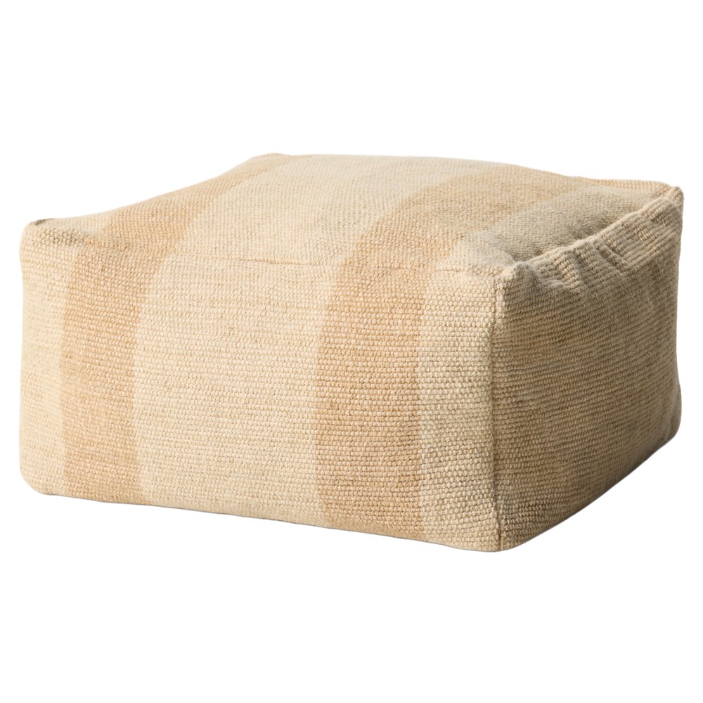 Roselle Modern Classic Beige Wool Striped Pouf Standard (18" - 60" W ...