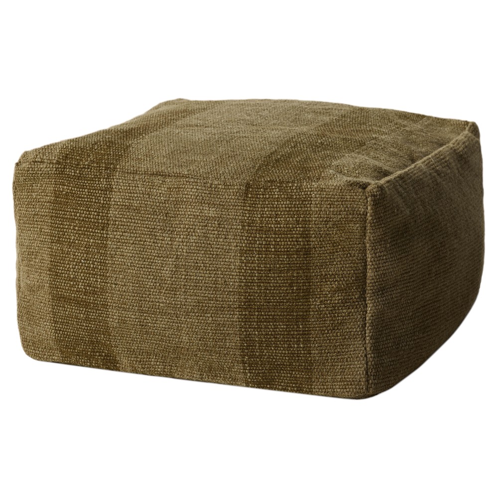 Roselle Modern Classic Brown Wool Striped Pouf Standard (18" - 60" W ...