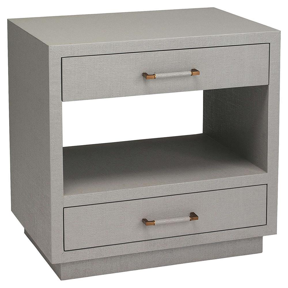 Taylor Modern Classic Light Grey Faux Linen Nightstand - Wide