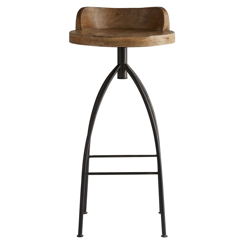 Henson Industrial Loft Brown Mango Wood Black Iron Bar Stool | Kathy ...