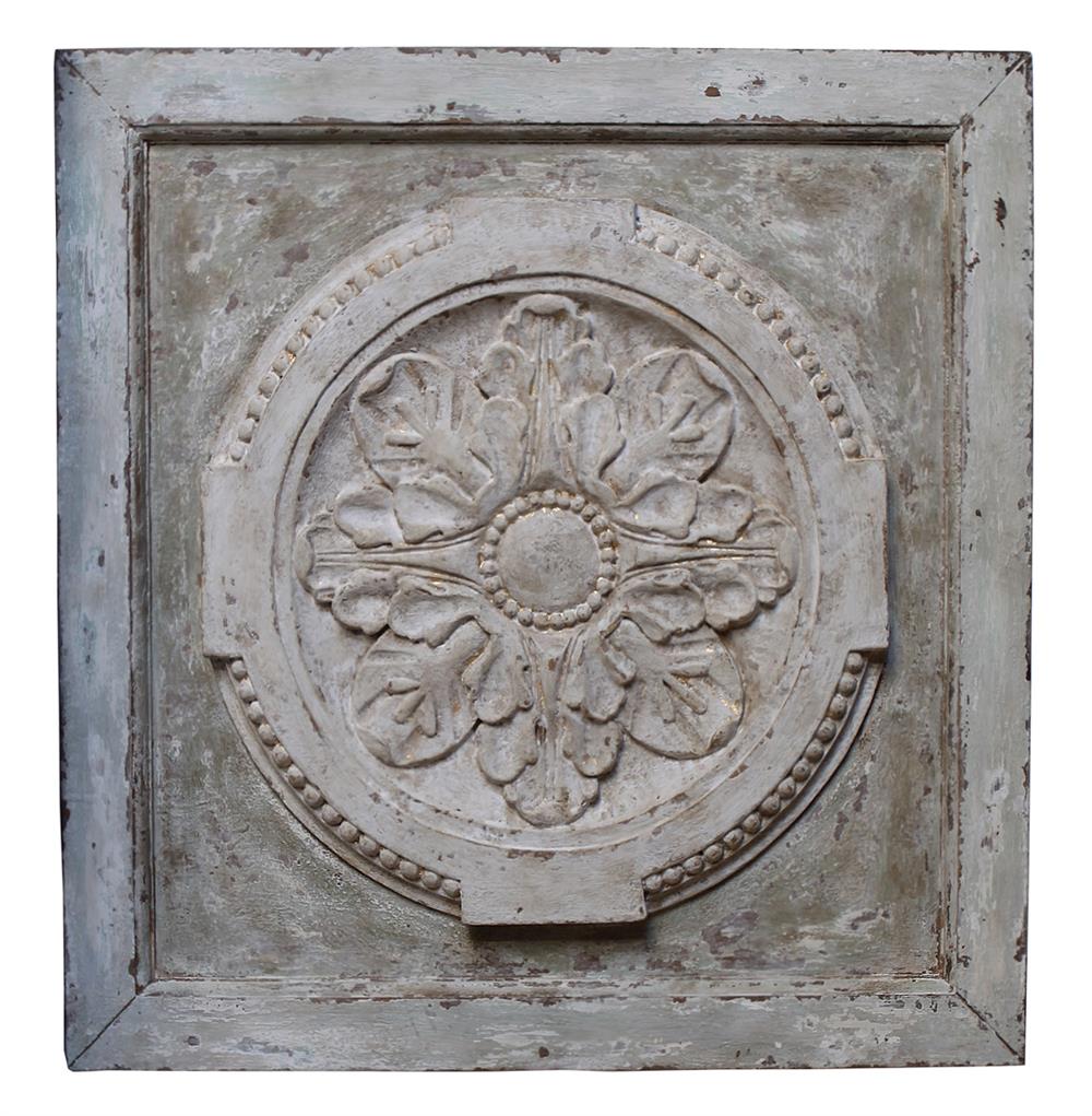 Athenia Greek Distressed French Country Vintage Carved Wood Panel